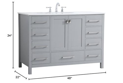 Elegant Kitchen and Bath 48 inch Single Bathroom Vanity Cabinet - Gray