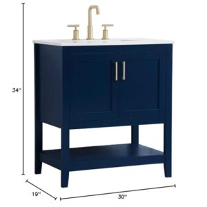 Elegant Kitchen and Bath 30 inch Single Bathroom Vanity Cabinet - Blue