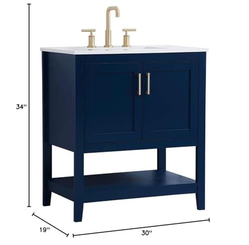 Elegant Kitchen and Bath 30 inch Single Bathroom Vanity Cabinet - Blue