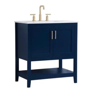 elegant kitchen and bath 30 inch single bathroom vanity cabinet - blue