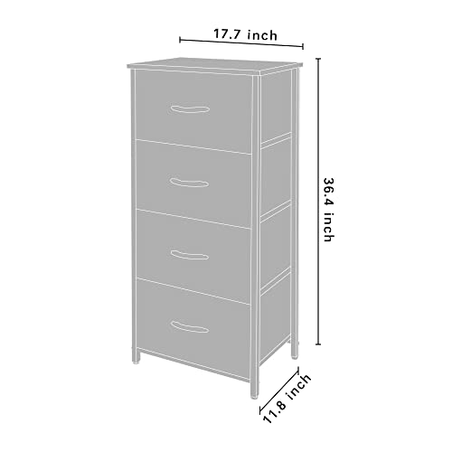 AZL1 Life Concept 4 Drawer Fabric Dresser Storage Tower, 17.7 inches, Light Grey-1