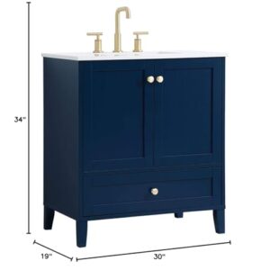 Elegant Kitchen and Bath 30 inch Single Bathroom Vanity Cabinet - Blue