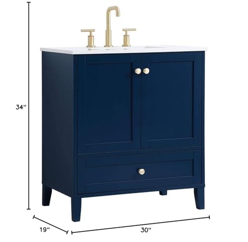 Elegant Kitchen and Bath 30 inch Single Bathroom Vanity Cabinet - Blue