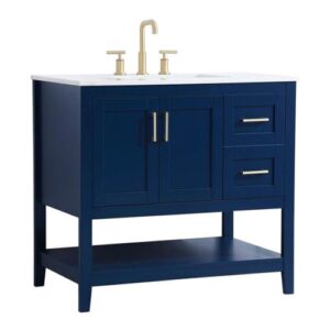 elegant kitchen and bath 36 inch single bathroom vanity cabinet - blue