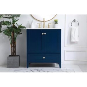 Elegant Kitchen and Bath 30 inch Single Bathroom Vanity Cabinet - Blue