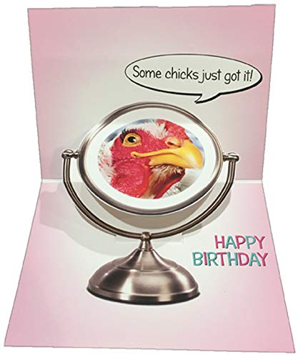 Avanti Press Chicken, Pink Purse and Makeup Mirror StandOuts Pop Up Funny/Humorous Feminine Birthday Card for Her : Woman : Women