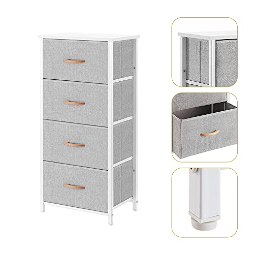 AZL1 Life Concept 4 Drawer Fabric Dresser Storage Tower, 17.7 inches, Light Grey-1