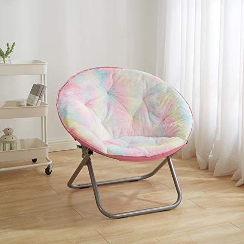 Heritage Kids Sorbet Dreams Rainbow Fur Teen Saucer Chair, Foldable, Multi