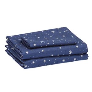 Amazon Basics Kid's Soft Easy-Wash Lightweight Microfiber 3-Piece Sheet Set, Twin, Navy Galaxy