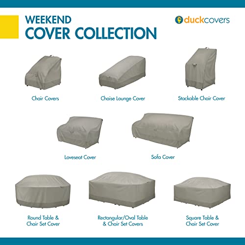 Duck Covers Weekend Water-Resistant Outdoor Square Table & Chair Cover with Integrated Duck Dome, 90 x 90 x 32 Inch, Moon Rock, Patio Covers for Outdoor Furniture