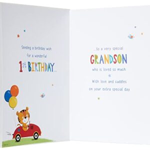 Juvenile Birthday Card Age 1 Grandson - 9 x 6 inches - Regal Publishing,White