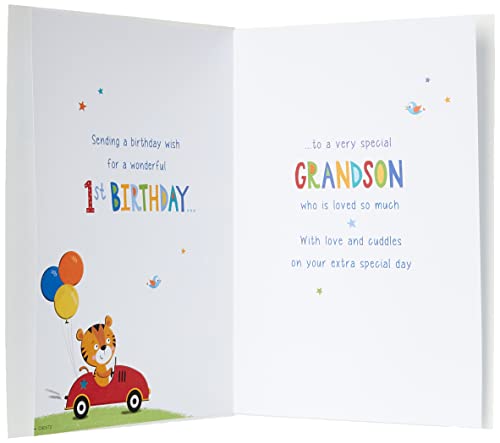 Juvenile Birthday Card Age 1 Grandson - 9 x 6 inches - Regal Publishing,White