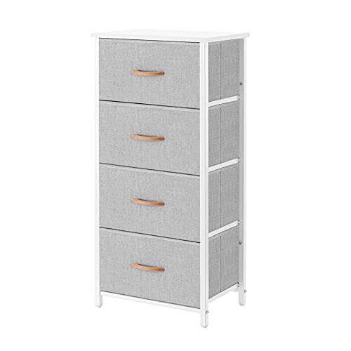 AZL1 Life Concept 4 Drawer Fabric Dresser Storage Tower, 17.7 inches, Light Grey-1