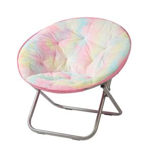 heritage kids sorbet dreams rainbow fur teen saucer chair, foldable, multi