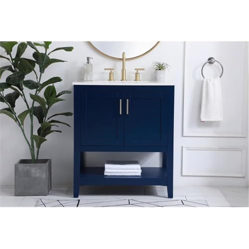 Elegant Kitchen and Bath 30 inch Single Bathroom Vanity Cabinet - Blue