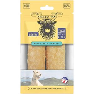 yellow yak happy teeth dental cheese chew | usa made | lactose - soy - grain - gluten free | for all dogs | 2 dental chews | real cheese flavor