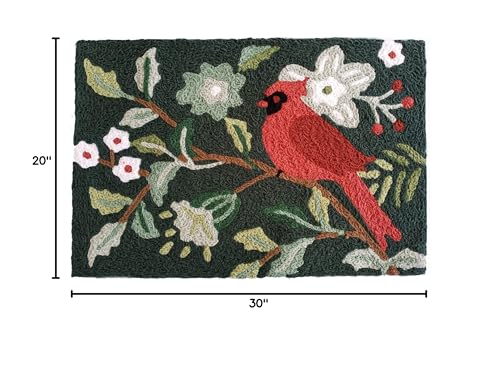 Boho Cardinals 20" x 30" Holiday Machine Washable Jellybean Accent Rug