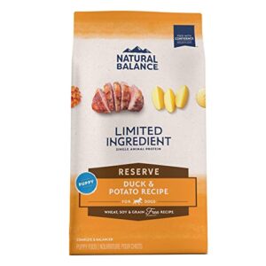 natural balance limited ingredient puppy grain-free dry dog food, reserve duck & potato recipe, 4 pound (pack of 1)