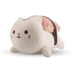 miniso 14'' sushi cat plush, kawaii stuffed animal, soft body pillow, kitten doll, big valentine's day gift (salmon)