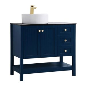 elegant kitchen and bath 36 inch vessel sink bathroom vanity cabinet - blue