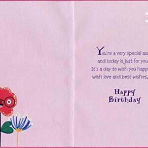 Designer Greetings Three Flowers with Cute Smiling Faces Juvenile : Kids Birthday Card for Aunt from Niece