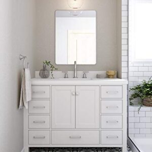 ARIEL Bathroom Vanity 49" Inch in White with Pure White Quartz Countertop, Oval Sink, 2 Soft Closing Doors and 9 Full Extension Dovetail Drawers, No Mirror