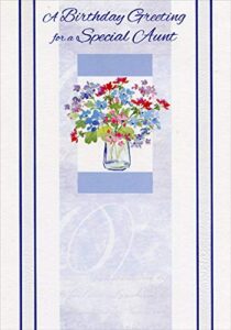 designer greetings thin blue foil lined vase with flowers birthday card for aunt