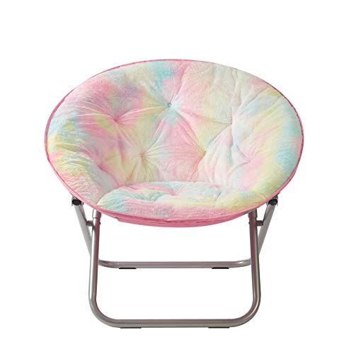 Heritage Kids Sorbet Dreams Rainbow Fur Teen Saucer Chair, Foldable, Multi