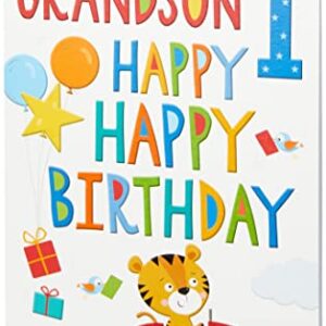 Juvenile Birthday Card Age 1 Grandson - 9 x 6 inches - Regal Publishing,White