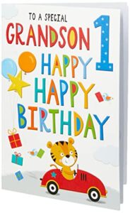 juvenile birthday card age 1 grandson - 9 x 6 inches - regal publishing,white