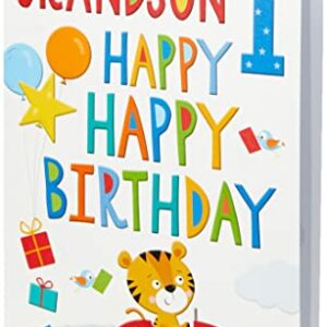 Juvenile Birthday Card Age 1 Grandson - 9 x 6 inches - Regal Publishing,White