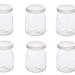 Dailydanny 6 Pcs Yogurt Pudding Jars Bottles With Plastic Lids Ideal for Jam, Honey, Wedding Favors, Shower Favors, Baby Foods (7 oz (200ml))