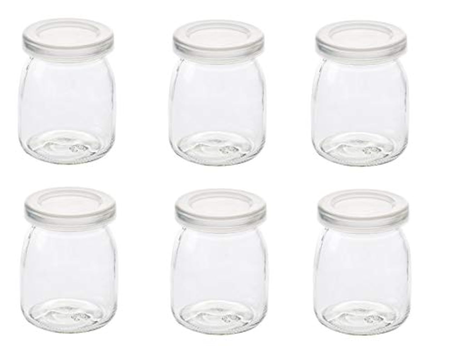 Dailydanny 6 Pcs Yogurt Pudding Jars Bottles With Plastic Lids Ideal for Jam, Honey, Wedding Favors, Shower Favors, Baby Foods (7 oz (200ml))