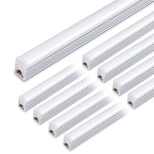 kihung (8 pack) led t5 3ft tube light fixture, 15w, 1800lm, 6500k, 3 foot linkable led shop light tube, ceiling, workshop, corded electric with built-in on/off switch