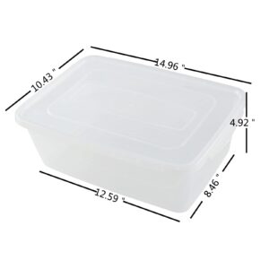 Rinboat 14 Quart Clear Plastic Storage Bins with Latches, Plastic Container Bin with Secure Lid, 4 Packs