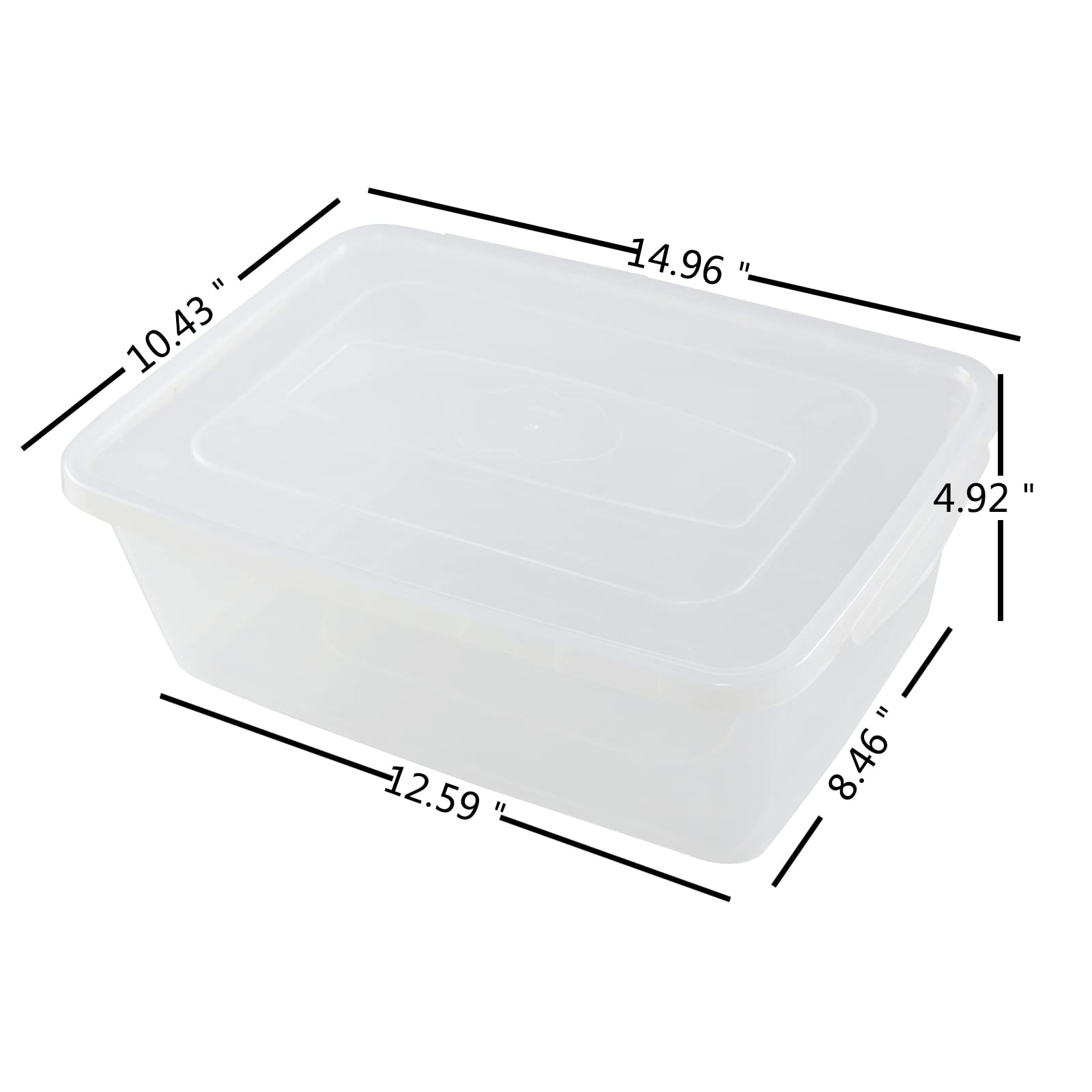 Rinboat 14 Quart Clear Plastic Storage Bins with Latches, Plastic Container Bin with Secure Lid, 4 Packs