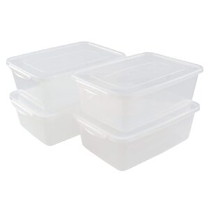 Rinboat 14 Quart Clear Plastic Storage Bins with Latches, Plastic Container Bin with Secure Lid, 4 Packs