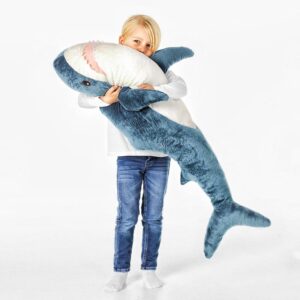 xiaohong 39 inch giant shark stuffed animal,soft shark cushion pillow shark plush pillows,chubby stuffed shark toy kid's room décor,perfect stress relief for women