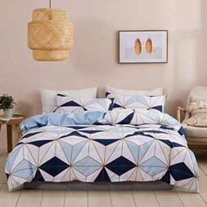 diamond comforter covertwinwhite teal blue geometric triangle duvet cover men adults lines soft luxury modern decorative kids check bedding set for girls women breathable gold stripe quilt