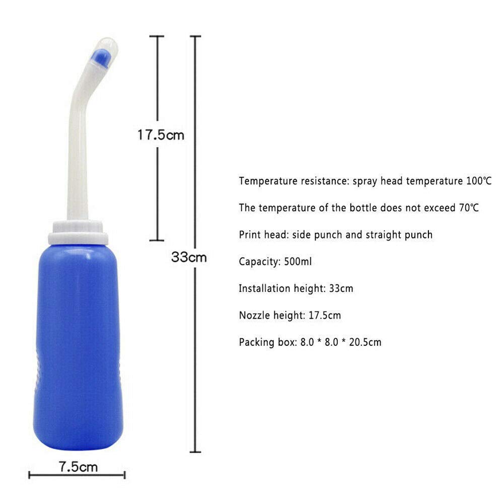 Portable Handheld Washing Sprayer Pregnant Bidet Shower Long Nozzle Accurate Baby Large Capacity Toilet Travel Personal Home Cleaner (Personal Bidet Sprayer - White Blue , 7.5*33 cm )