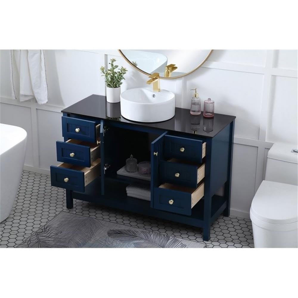 Elegant Kitchen and Bath 48 inch Vessel Sink Bathroom Vanity Cabinet - Blue