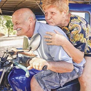 Designer Greetings Old Couple on Blue Motorcycle Funny/Humorous Birthday Card