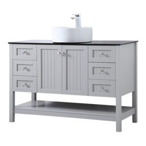 elegant kitchen and bath 48 inch vessel sink bathroom vanity cabinet - gray