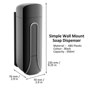 AUMIO Shampoo Dispenser Shampoo and Conditioner Dispenser, Wall Mount Soap Dispenser, 350ml Shampoo Conditioner Body Wash Dispenser ABS Liquid Hotel Home, Black