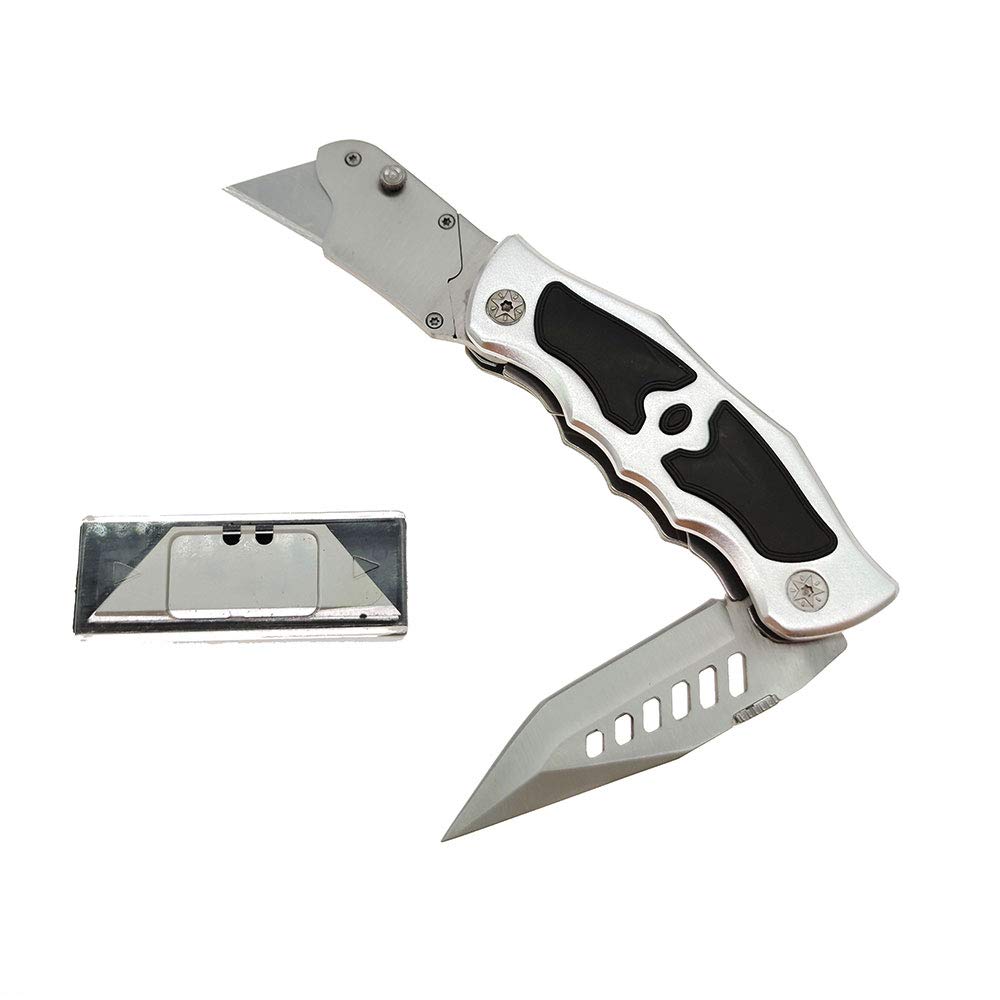 Teng Lang Heavy Duty Folding Utility Knife Dual Blades/Box Cutter/Professional Pocket Knife,Quick Change Blades, Razor Sharp, Lockback Design, Cutter with Extra 5-piece Blade