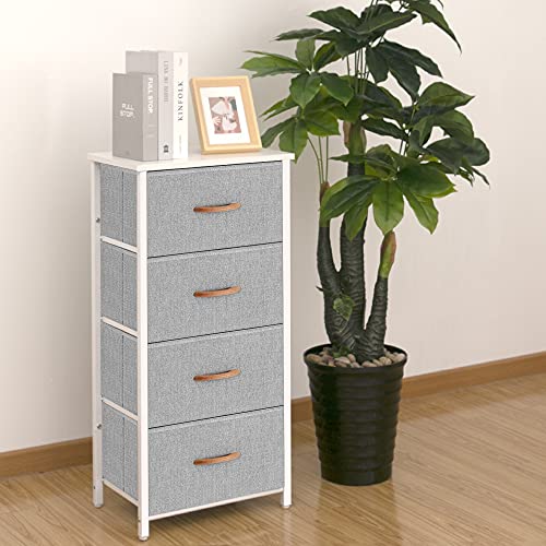 AZL1 Life Concept 4 Drawer Fabric Dresser Storage Tower, 17.7 inches, Light Grey-1