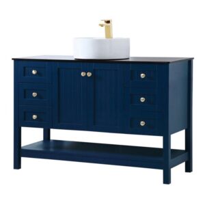 elegant kitchen and bath 48 inch vessel sink bathroom vanity cabinet - blue