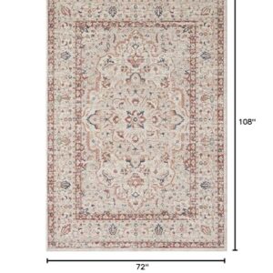 Abani Rugs Vintage 6' x 9' Diamond Medallion Area Rug - Babylon Collection Beige & Red Traditional Style Turkish Accent Rug