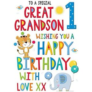 regal publishing juvenile birthday card age 1 great grandson - 9 x 6 inches -