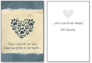 dogs come into our lives, leave paw prints on our hearts - thinking of you - death loss of pet sympathy card